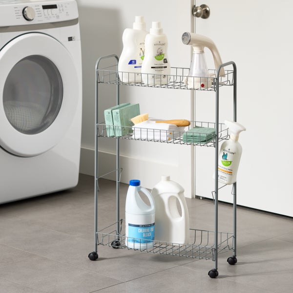 The Container Store 4-Tier Wire Slim Rolling Cart | The Container Store