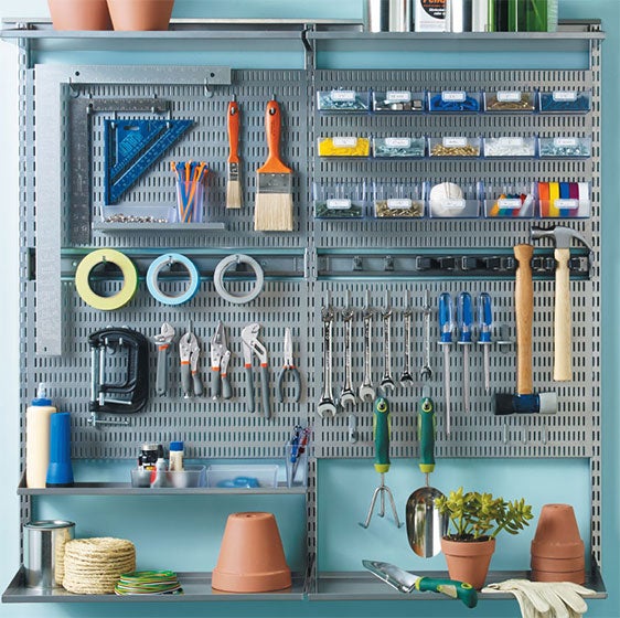 Hooks Kitchen & Hooks Garage Pegboard Organizers - Elfa Utility Board ...