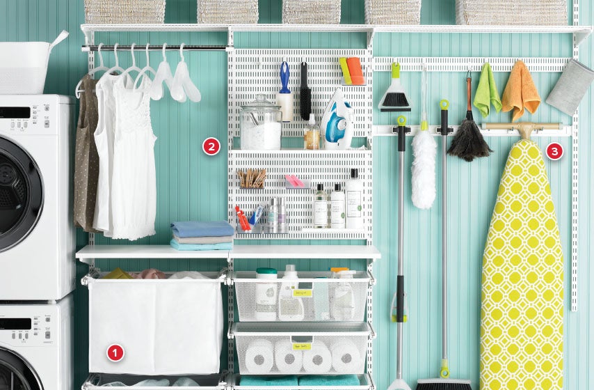White Elfa Utility Laundry Room